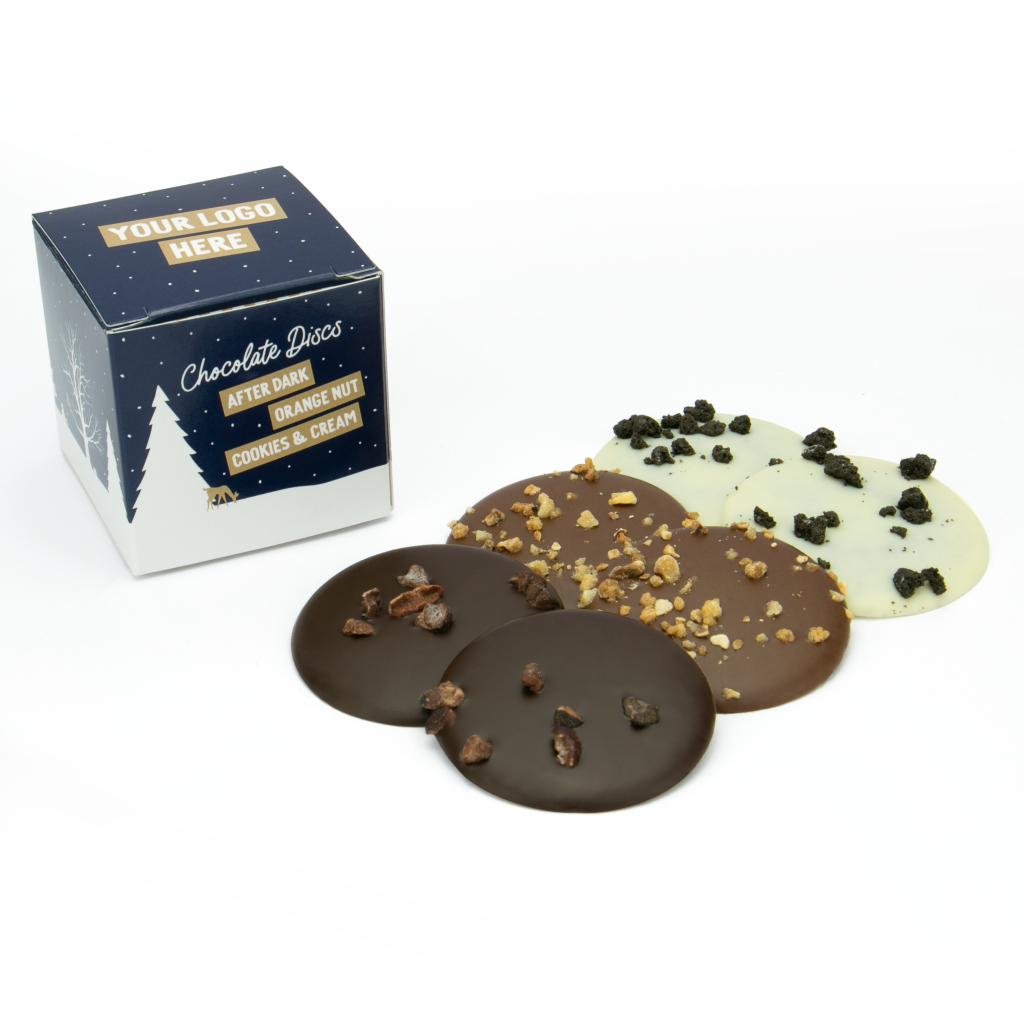 Promotional Branded Eco Maxi Cube - X6 - Chocolate Discs | Just a Drop