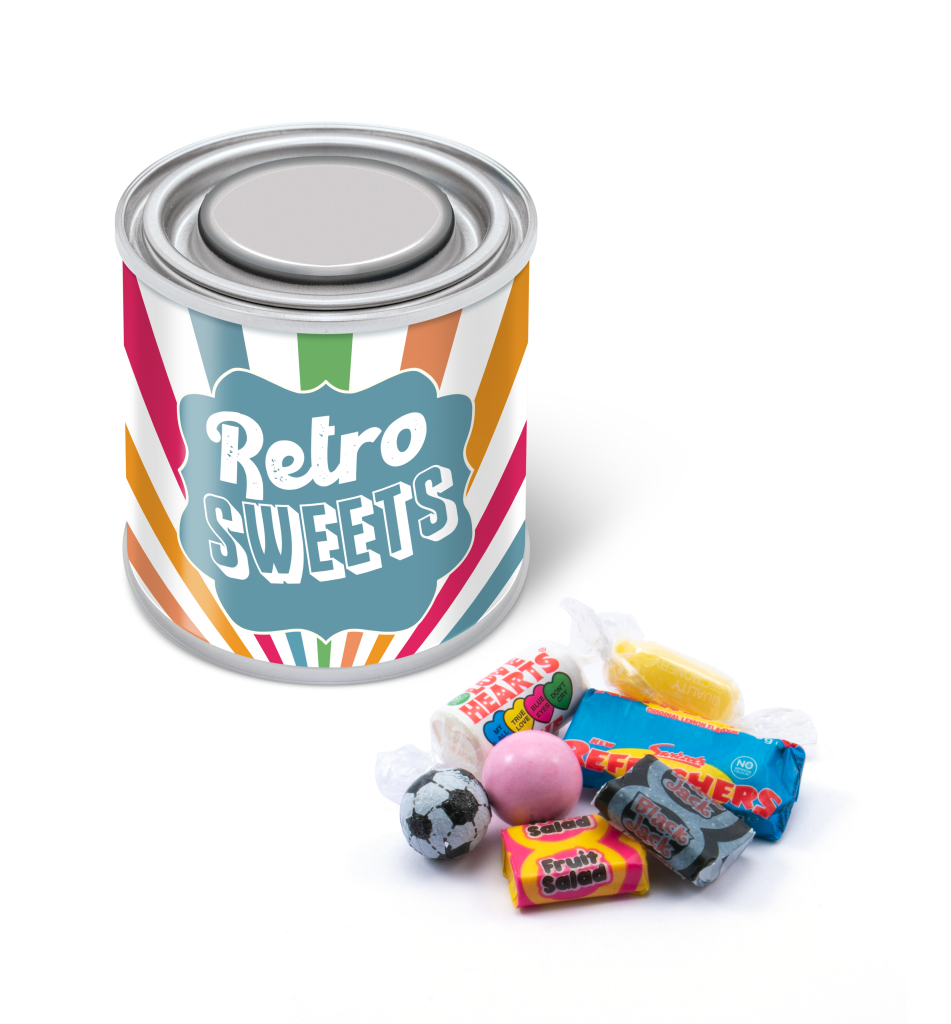 Promotional Branded Small Paint Tin - Retro Sweets | Just a Drop